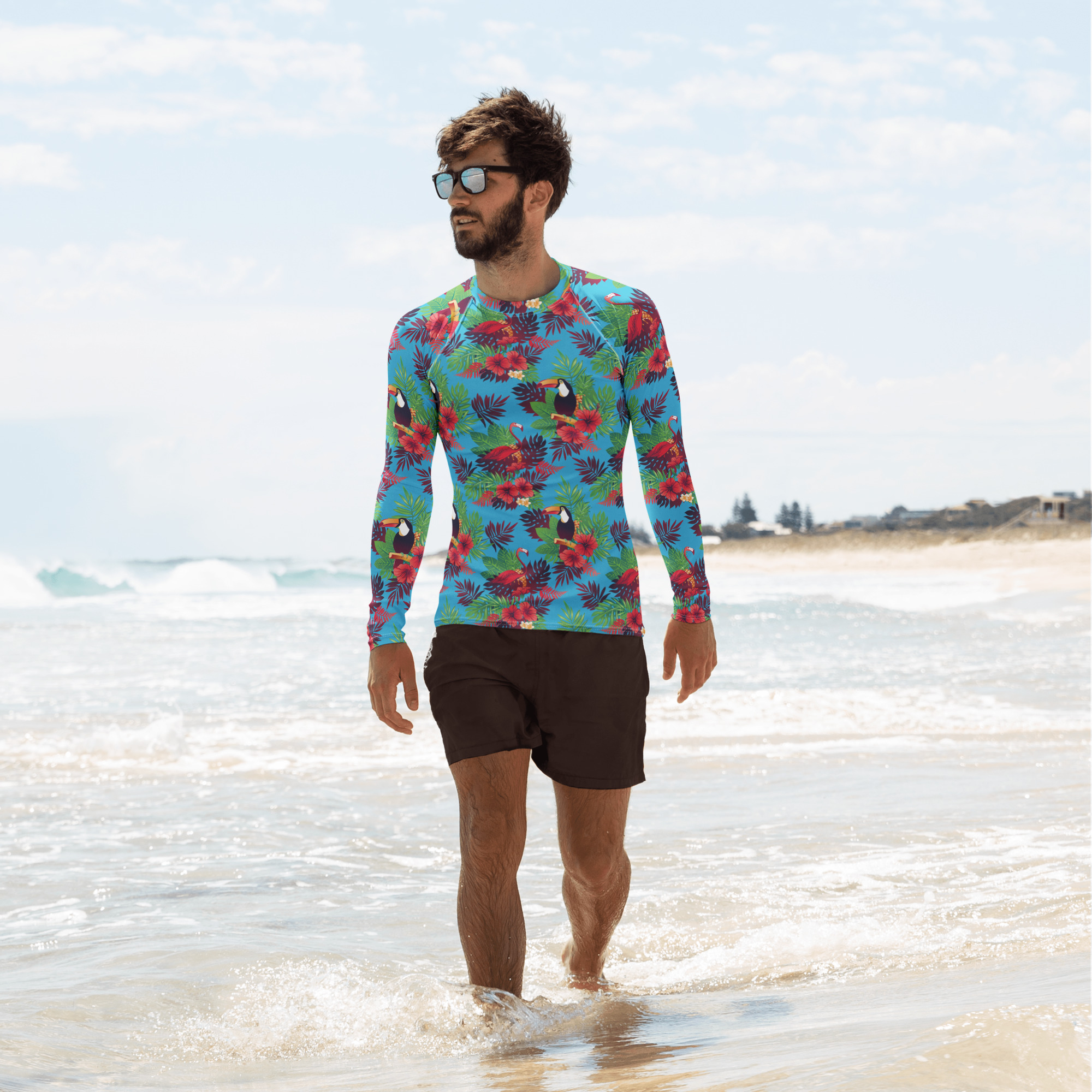 Men's Rash Guard- Exotic birds - DIY Shop
